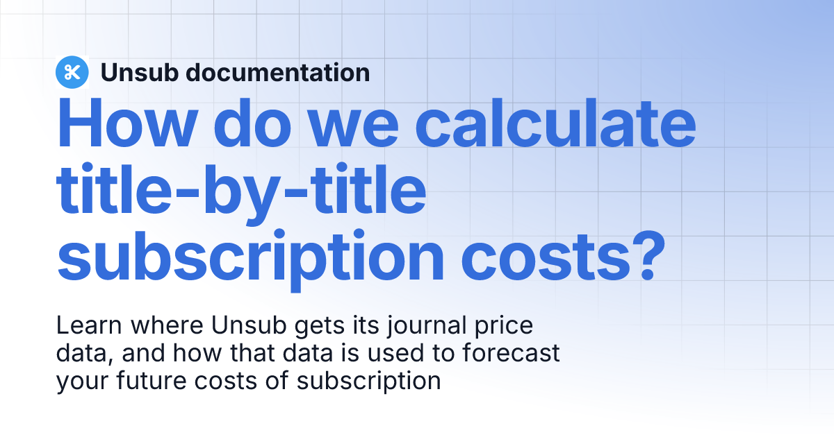 How do we calculate title-by-title subscription costs? | Unsub documentation