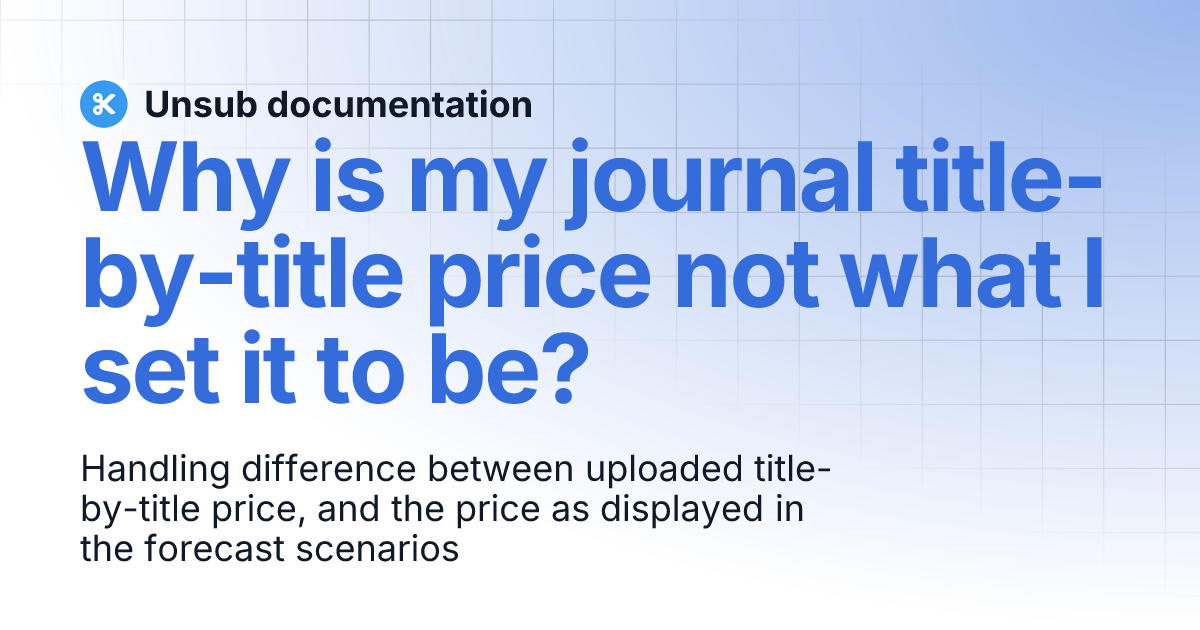 Why is my journal title-by-title price not what I set it to be? | Unsub ...